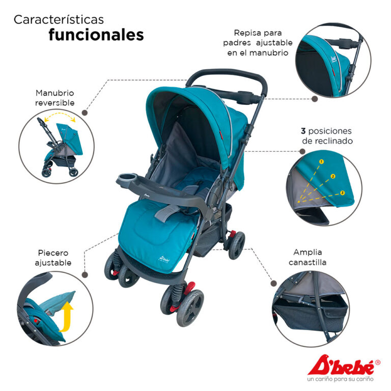 Carriola D´bebé reversible multi-funcional Travel System Star Baby Jade ...